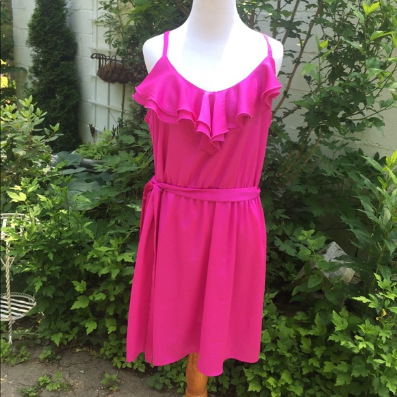 Apostrophe | Dresses | Vibrant Pink Ruffled Dress | Poshmark